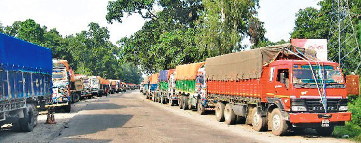 Cargo trucks begin entering into Nepal from Sunauli border
