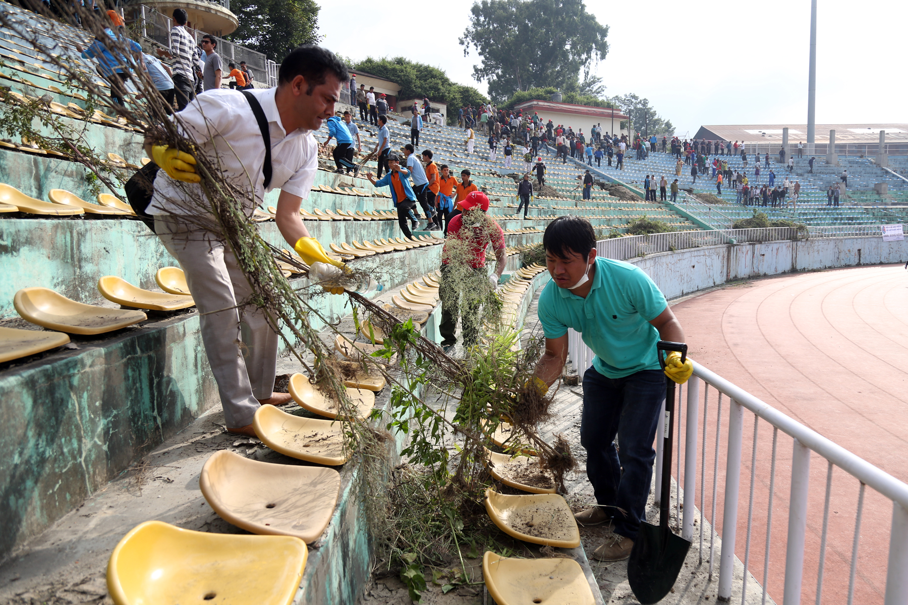 Clean-up drive at Dasarath Stadium after Sports min directives (In ...