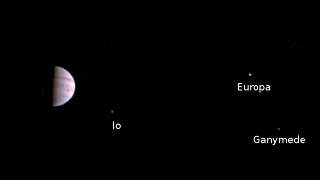 Juno probe returns first in-orbit Jupiter photo