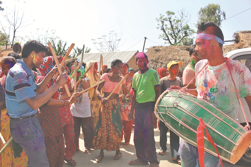 Holi being celebrated in Tarai