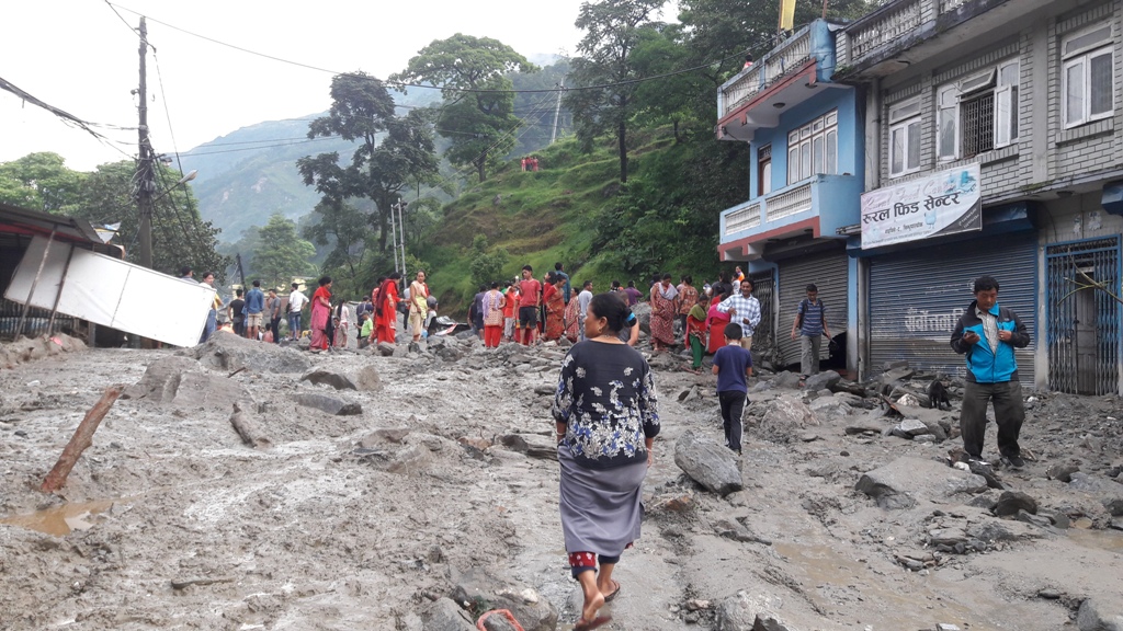 Concrete bridge swept by flood in Barhabise