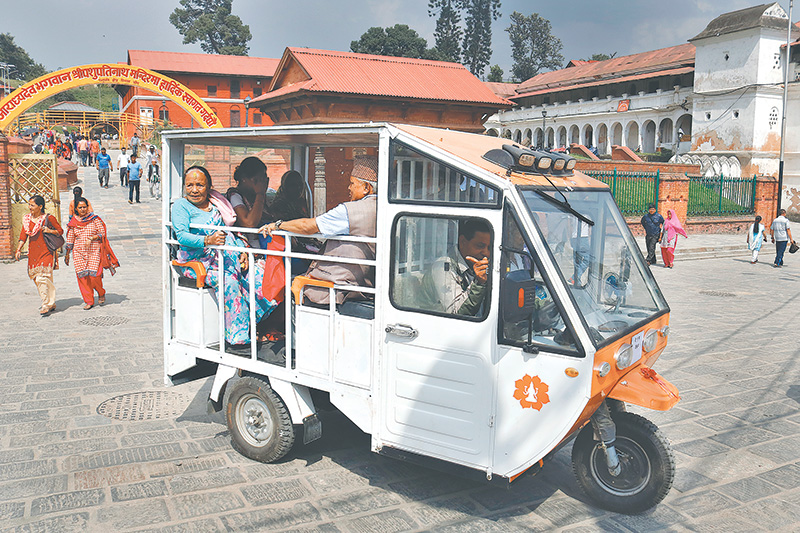 Elderly pilgrims laud free rickshaw service at Pashupatinath temple