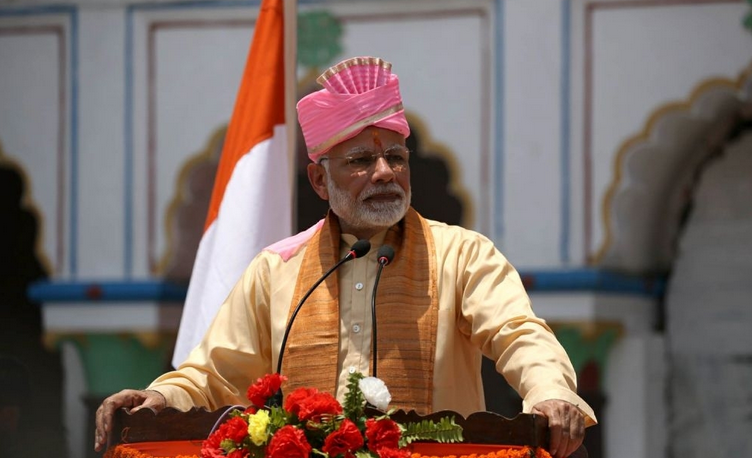 Indian PM Modi at Sheetal Niwas to meet Prez Bhandari