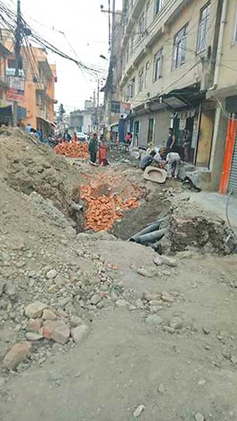 Sewer job makes mess of inner Old Baneshwor areas