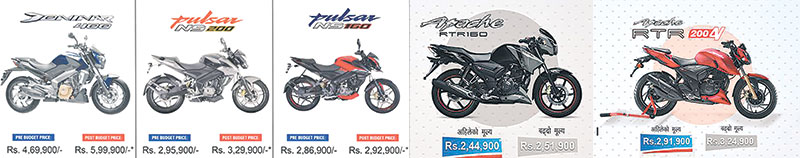 Budget tax hike shoots up motorcycle prices