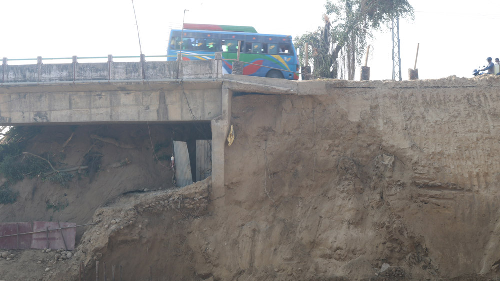 Babai bridge damaged due to careless construction nearby