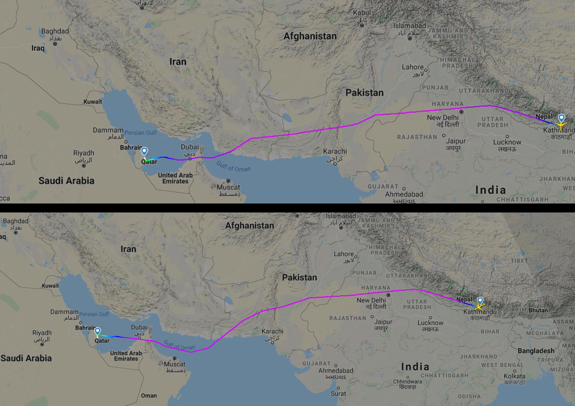 Nepal Airlines' Doha service avoids Iranian airspace