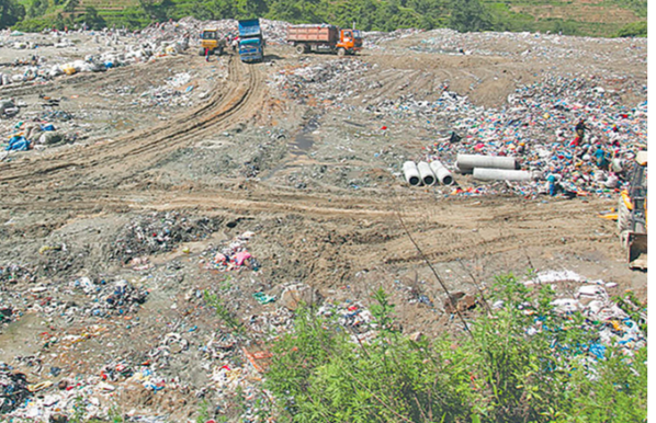 Rain damages road to Okharpauwa landfill