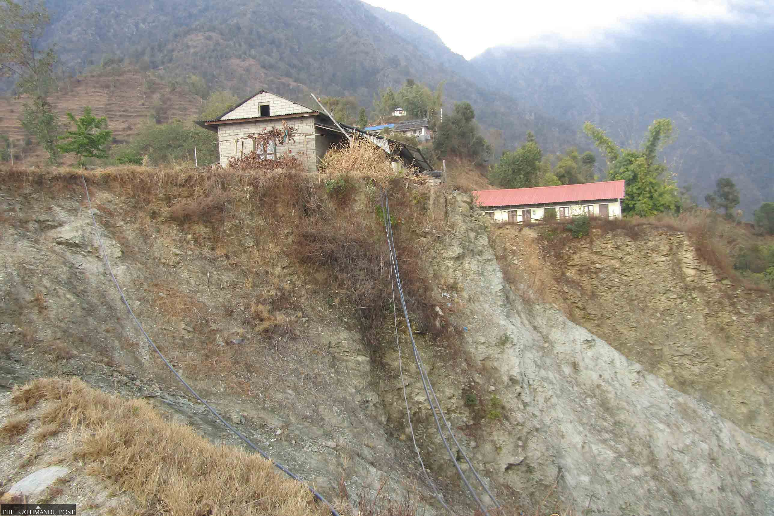 A Ramechhap settlement at risk of landslides
