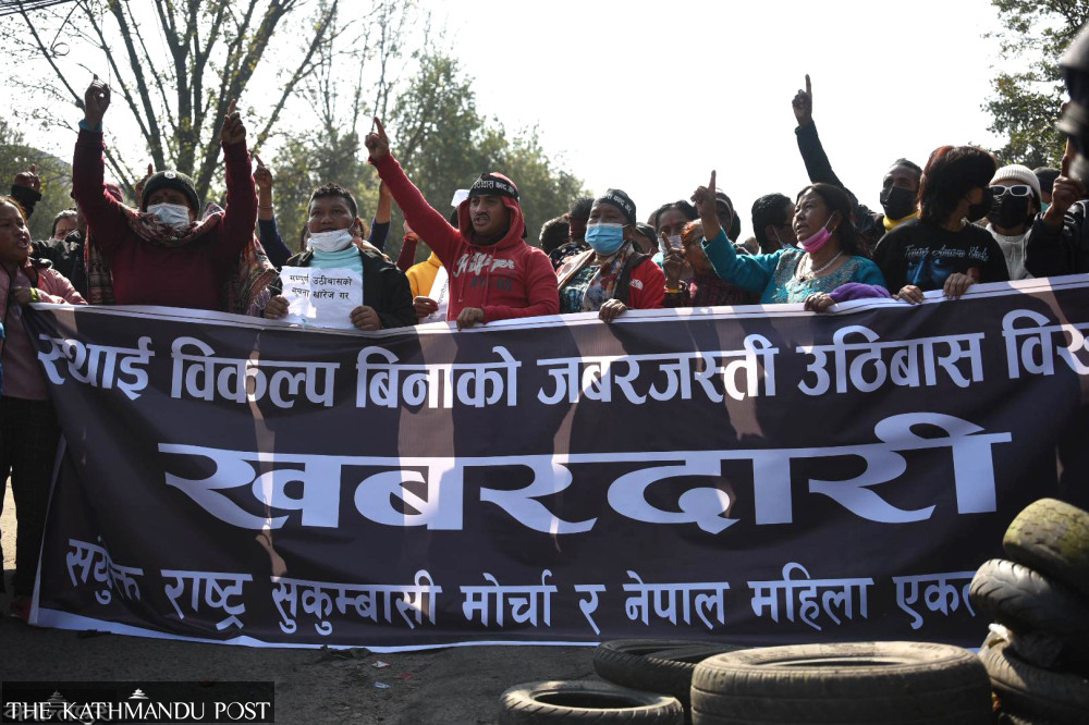 Squatters continue protest against eviction drive