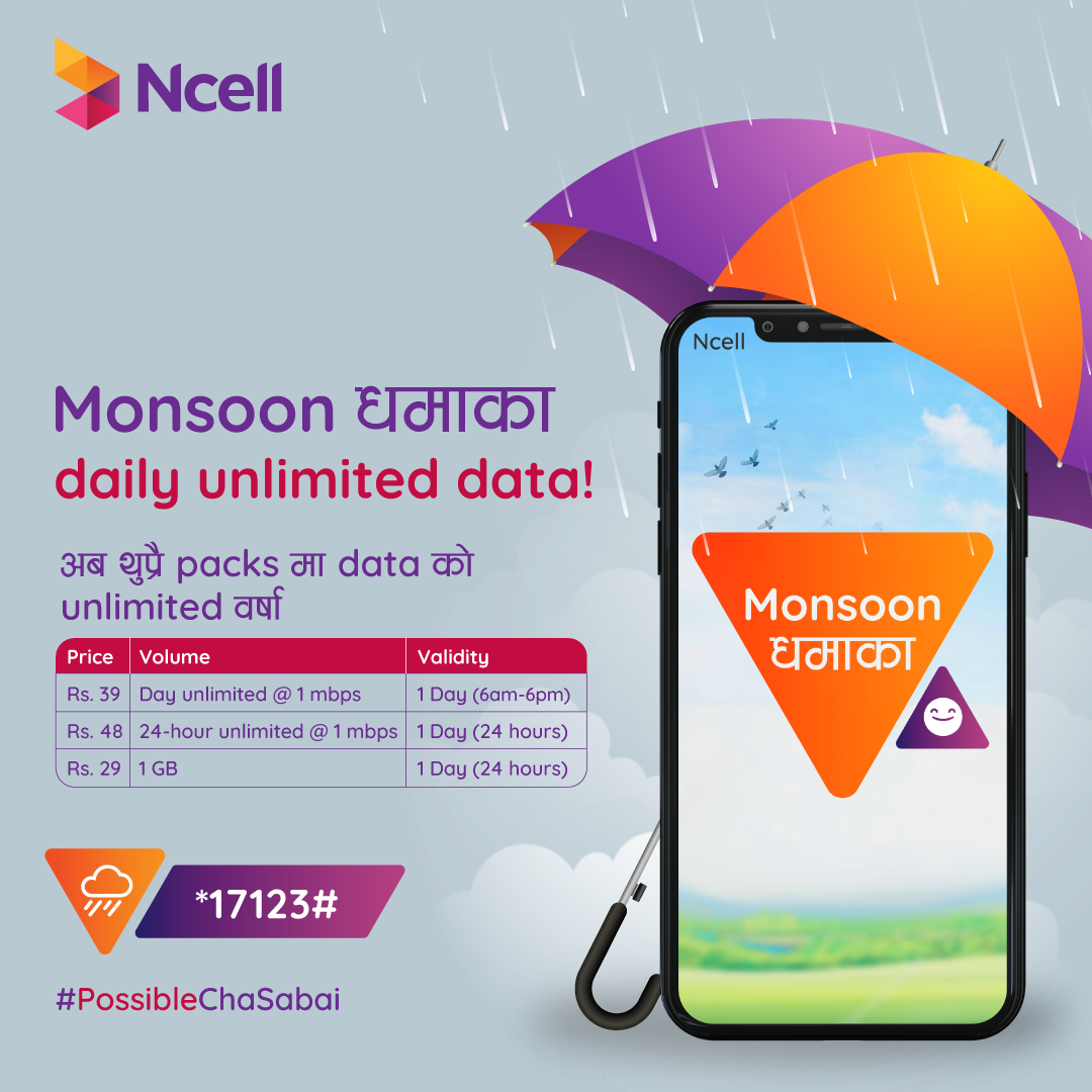 Ncell launches ‘Monsoon Dhamaka’ offer