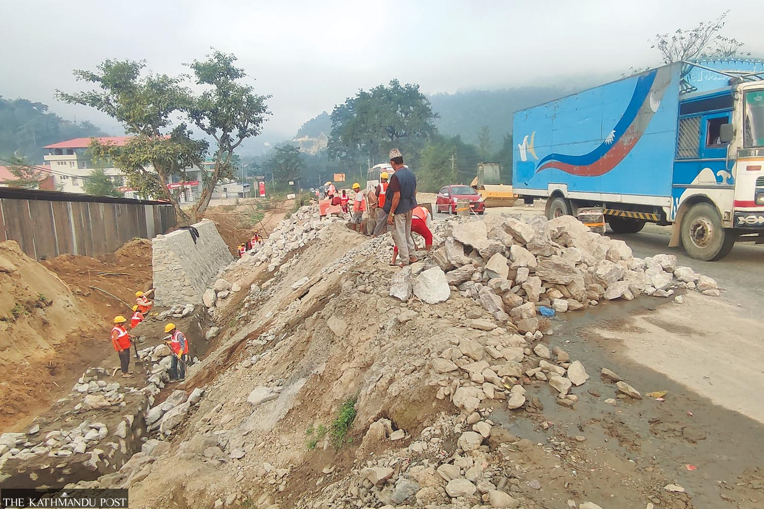 Road widening work along Muglin-Malekhu section of Prithvi Highway ...