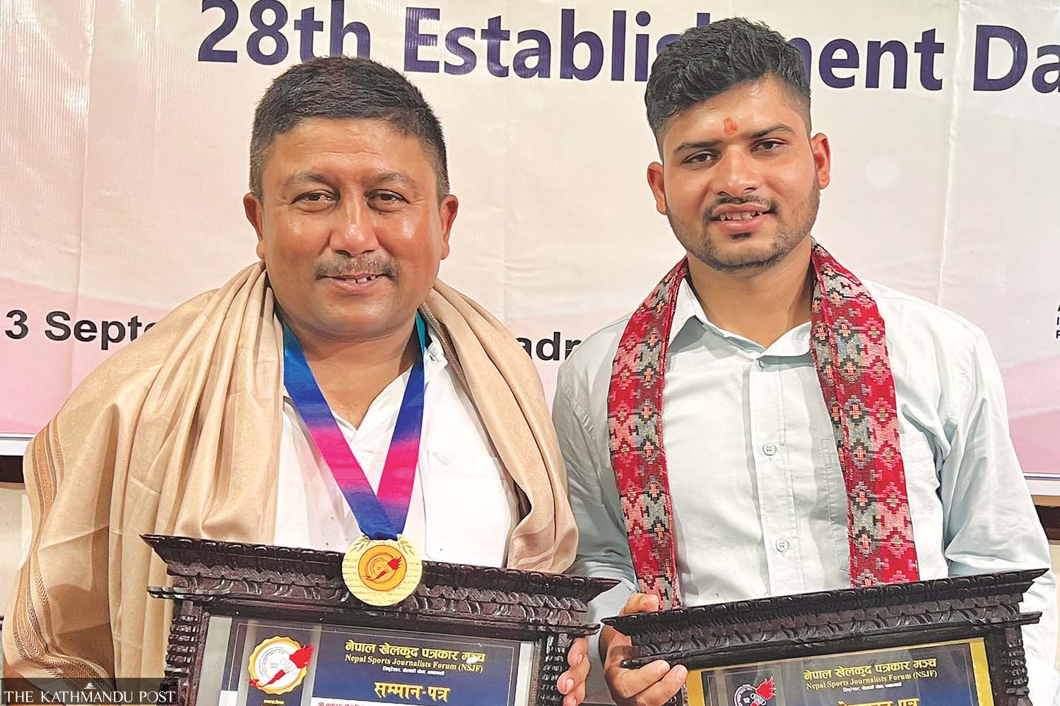 Journalists Bogati and Subedi honoured