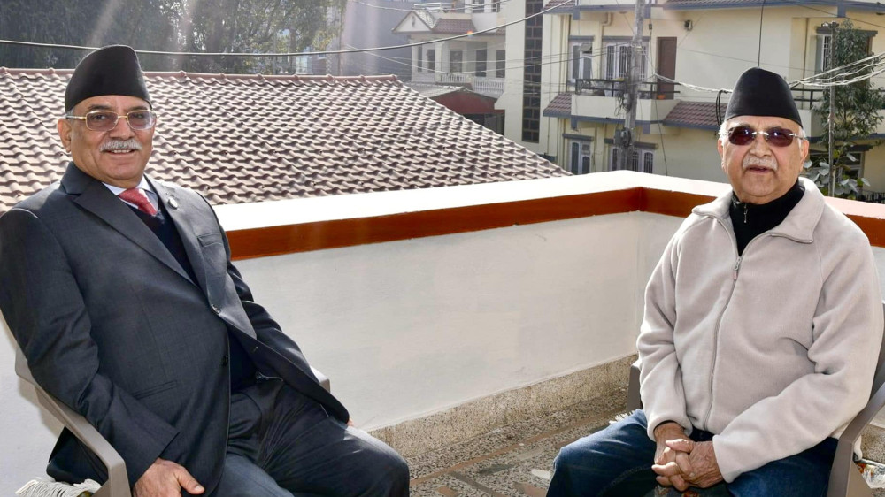 PM Dahal meets Oli in Balkot