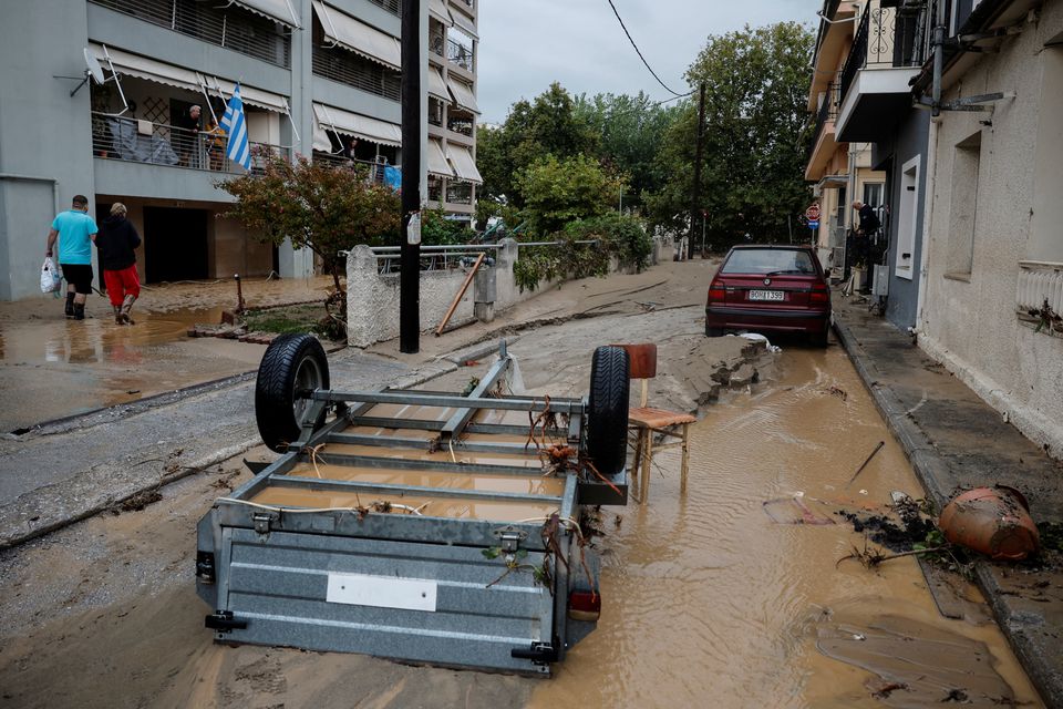 Flooded homes, streets as another storm hits battered central Greece