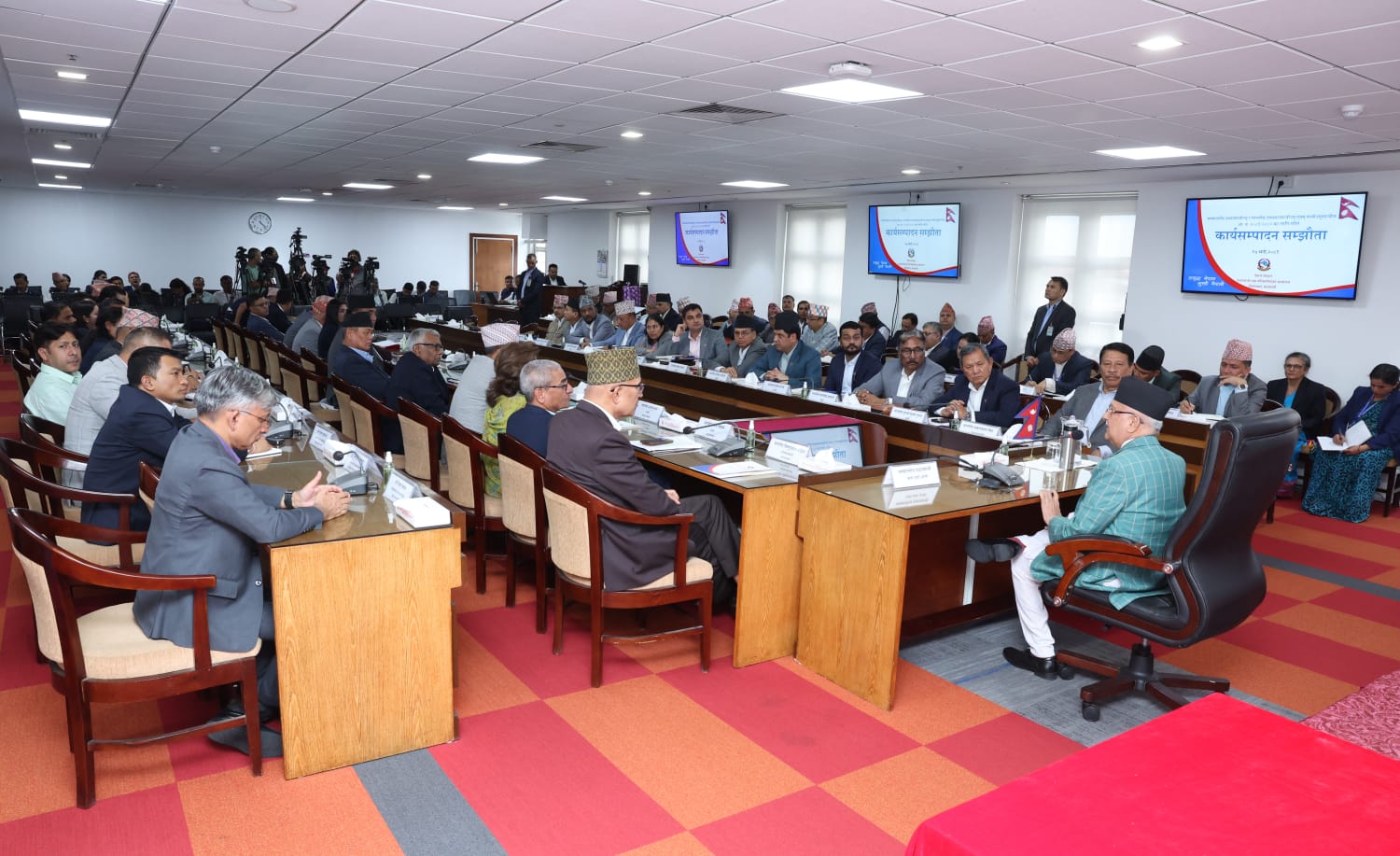 Prime Minister Oli and his ministers sign performance contract