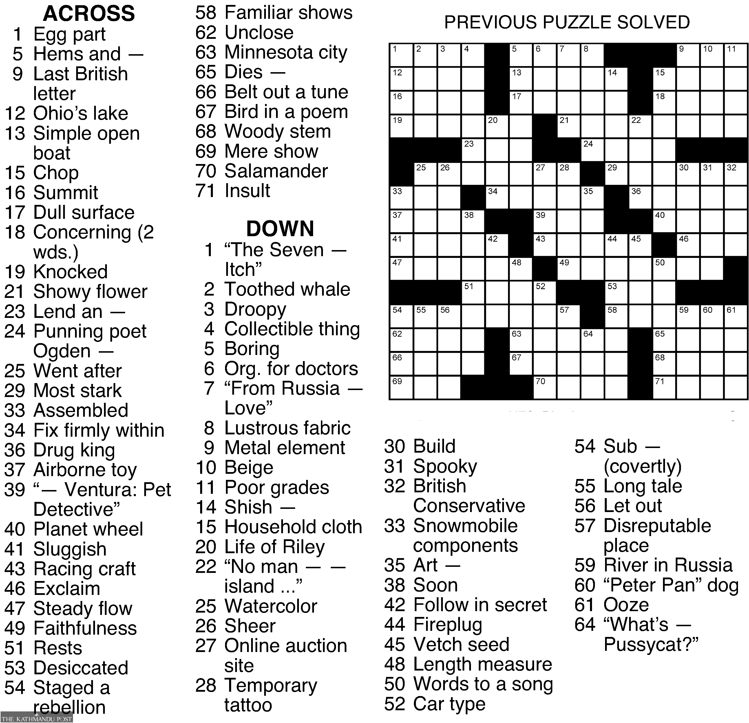 Sudoku and Crossword Puzzles - The Kathmandu Post